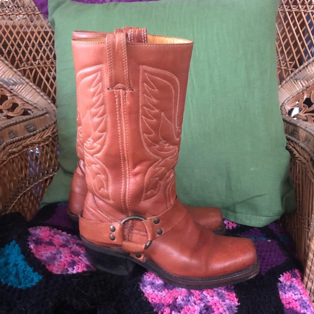 Rare Frye Vintage Cowboy Western Leather Harness Boot… - Gem